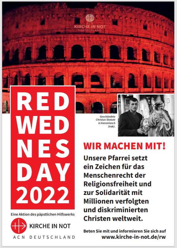 Plakat Red Wednesday - KIRCHE IN NOT