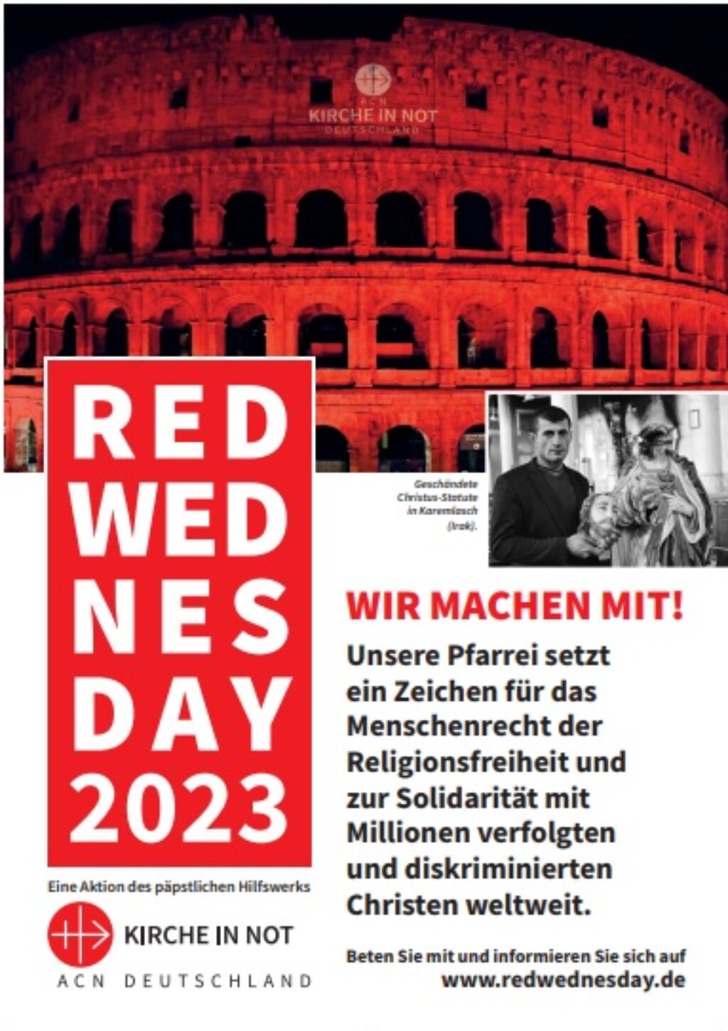 Plakat Red Wednesday - KIRCHE IN NOT